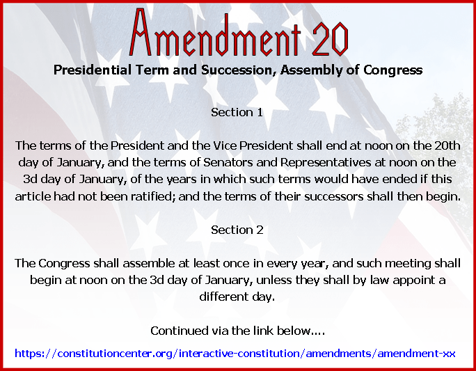 Bill of Rights – Amendment 20 – FranW.com