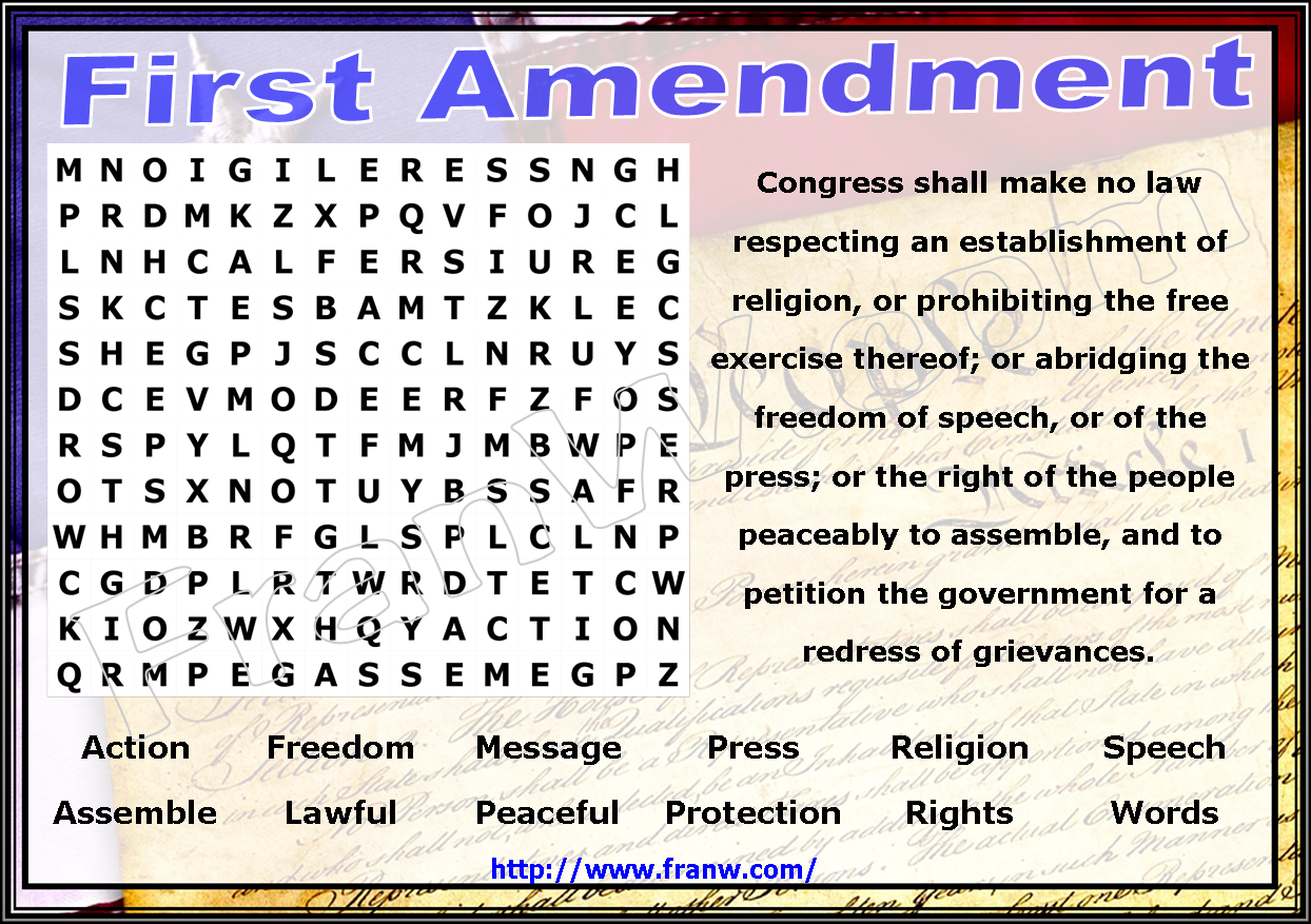 Bill of Rights – Amendment 1 – FranW.com